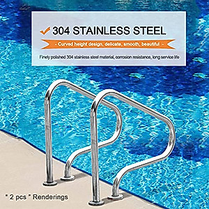 Pool Handrail 31.5 × 31.5 in Swimming Pools Railing,1PCS Stainless Steel Deck to Deck Mounted Pool Transitional Hand Rails - Complete Kit, for Spa Garden Round Pools