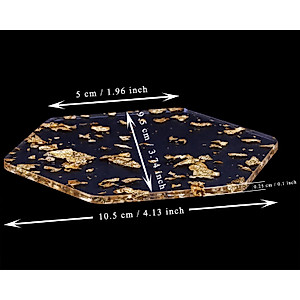 Mini Skater 3pcs Clear Acrylic Bar Coaster Gold Foil Modern Cup Drink Mat Plate Creative Rug Mug Pad for Table Countertop Desk Cold Hot Drink Coffee Tea Kitchen Home Decor (Modern Hexagon)