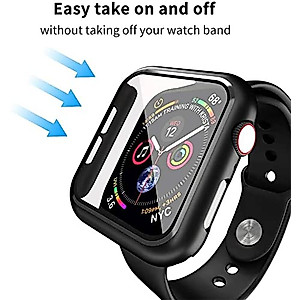 Smiling Case Compatible with Apple Watch SE 2023/Series 6/SE/Series 5/Series 4 40mm with Built in Tempered Glass Screen Protector,Overall Protective Hard PC Case Ultra-Thin Cover-Black