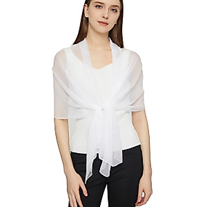 PANTONIGHT Long Chiffon Sheer Scarf For womens (073 white)