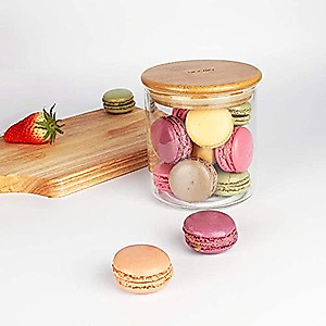 SIXAQUAE Glass Food Storage Containers Jar Seal Bamboo Lids 2 Packs 600ml Airtight Canister Organization Sets Stackable