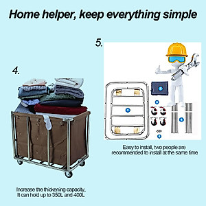 XIJIXILI Laundry Cart with Wheels Industrial 12 Bushel (400l) Collapsible Laundry Hamper Commercial Large Heavy Duty Rolling Laundry Basket Waterproof Laundry Trucks for Home Organizer Storage