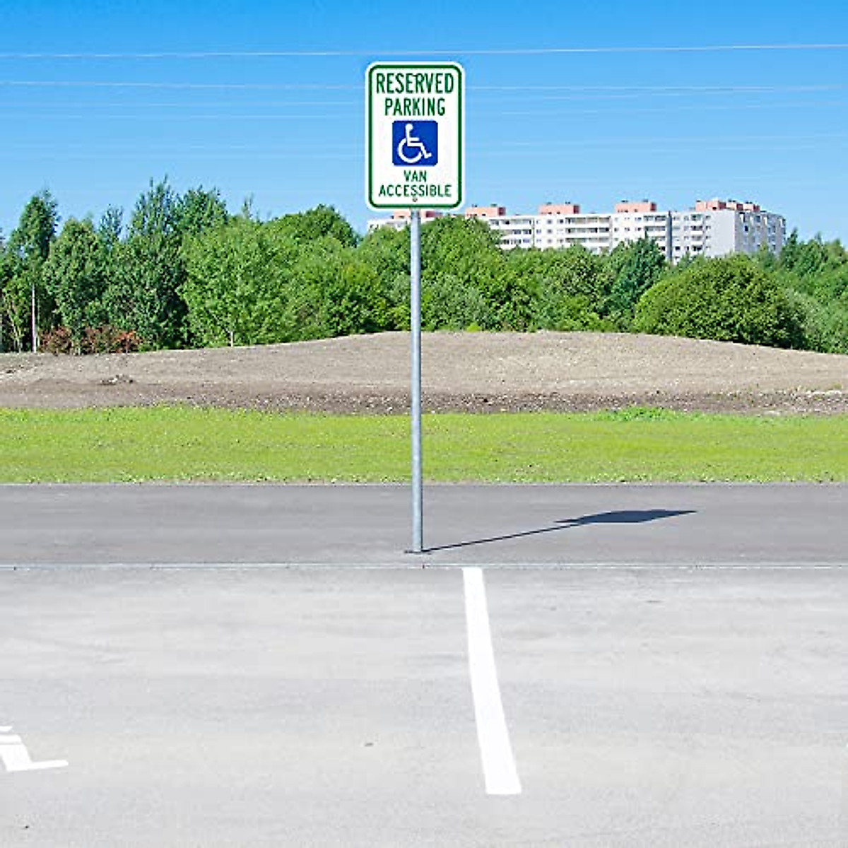 SmartSign 18 x 12 inch “Reserved Parking - Van Accessible” Handicapped Parking Metal Sign, 63 mil Aluminum, 3M Laminated Engineer Grade Reflective Material, Green, Blue and White