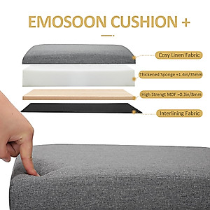 Emosoon Tall Ottoman with Storage Collapsible Fabric Small Slim Folding Ottoman Furniture with Handles Lid Ottoman for Room Footrest Foot Stool Linen Grey 16.5x16.5x11.8in