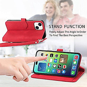 ONV Wallet Case for Oppo A92 / Oppo A72 / Oppo A52 - with Zipper Wrist Strap Emboss Flower Flip Phone Case Card Slot Magnet Leather Shell Flip Stand Cover for Oppo A92 / Oppo A72 / Oppo A52[SZY] -Red