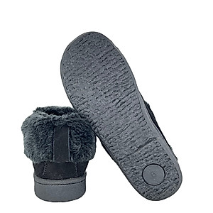 Clarks Womens Slipper Suede Ankle Bootie JMH1883 -Plush Faux Fur Collar and Lining - Indoor Outdoor House Slippers For Women (7 M US, Black)