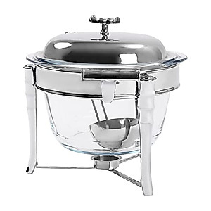 KOLHGNSE 4Qt Round Accent Soup Chafer, Round Stainless Steel Chafer Chafing Dish Buffet Set Commercial Warmers Buffet Servers and Warmers Set Warming Tray