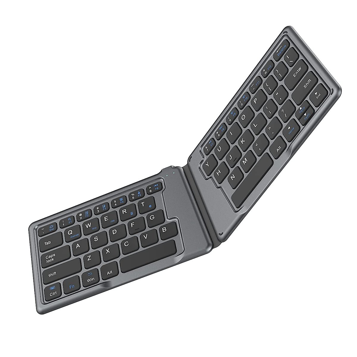 MoKo Foldable Bluetooth Keyboard, Portable Wireless Rechargeable Keyboard, Ultra Slim Ergonomic Folding Keyboard Compatible with iOS, Android and Windows Tablet/Smartphone/Laptop Devices, Silver Gray