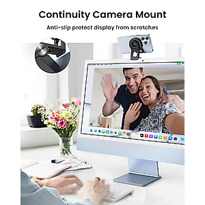 SODI Continuity Camera Mount for Desktop Monitor & iMac Compatible iPhone Webcam Mount with Mag-Safe for Mac and Displays, Mac OS Ventura, Work for Facetime, Desk View, Black