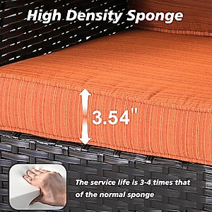 XIZZI Patio Furniture Sets with High Back Sofa,5 Pieces Outdoor Furniture Conversation Set,All Weather Wicker Outside Couch with Chairs and Ottomans,Brown Wicker Orange Red