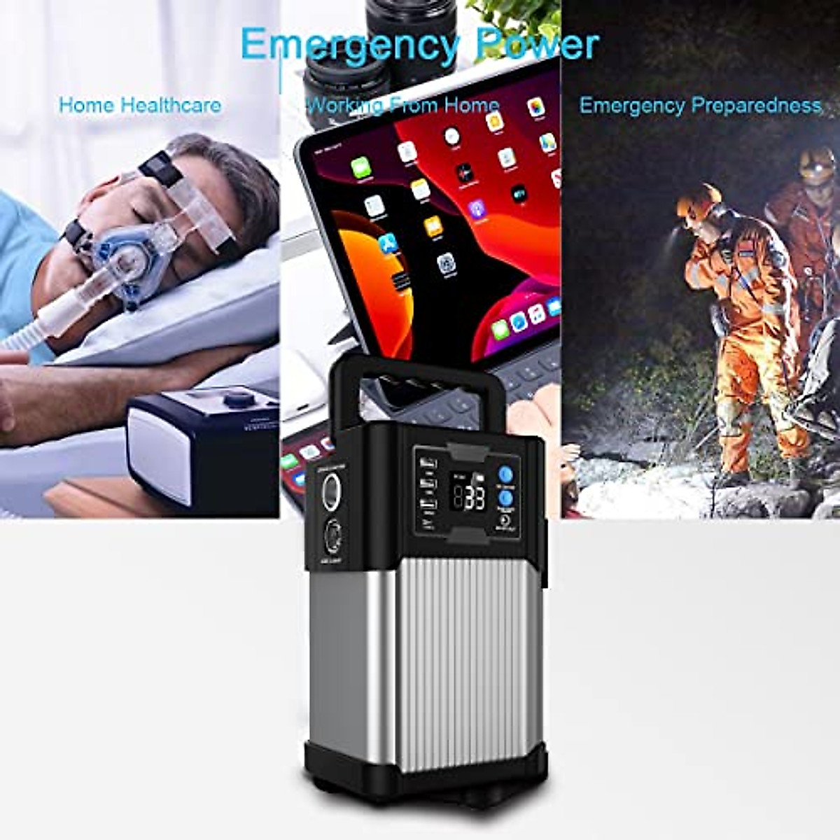 Inorising Portable Power Station Generator Explorer 350W,88000mAH Generator Lithium Battery Backup Power Supply 110V AC Inverter for Outlet Outdoors Camping Fishing Emergency (Grey)