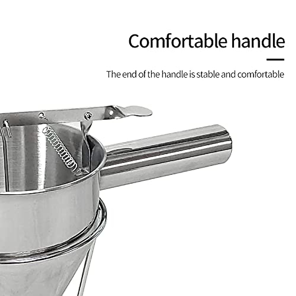 Mvckyi Pancake Batter Dispenser with Stand, Multifunction Stainless Steel Dispenser Funnel for Filling Cupcakes Pancakes Takoyaki or Any Baked Food Kitchen