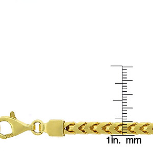 Giorgio Bergamo 925 Italian Sterling Silver 5mm Solid Franco Chain, Yellow Gold Plated Square Box Link Necklace, (30)