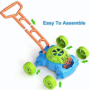 JUMELLA Automatic Lawn Mower Bubble Machine with Music for Kids, Baby Activity Walker for Outdoor, Push Toys for Toddler, Christmas Birthday Gifts for Preschool Boys Girls