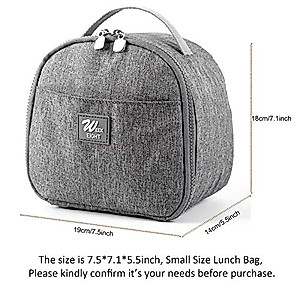 KEAIDUO Small Lunch Bag for Women Men Mini Insulated Lunch Box Portable Cooler Bag Reusable Snack Bag Adult Lunch Pail Petty Food Containers Grey