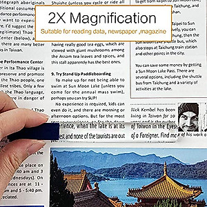 MAGDEPO 4X Lighted Handheld / Hand-Free Bar Magnifier 6 Bright LEDs with Yellow Tracker Line + 2X Stick Bar Magnifier Ideal for Reading Small Prints, Map, Newspaper, Magazine, Low Vision