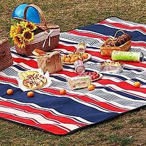Fantasy Garden Camping Thin Mattress ,Waterproof and Sandproof Picnic Mat, for Outdoor Park Travel (59''x79''-Red Stripe)