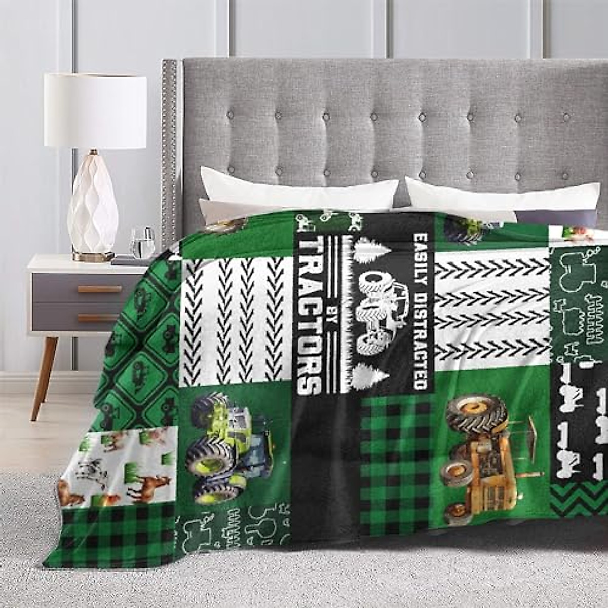 Tractor Blanket-Tractor Blanket for Boys, Girls Tractor Gift for Tractor Lovers-Cozy Soft Flannel Lightweight and Warm Used for Room Bed Camping 40"x50" for Kids Children