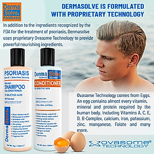 Dermasolve Scalp Psoriasis Medicated Shampoo & Conditioner - Naturally Heals Dandruff Seborrheic Dermatitis Itchy Flakey Inflamed Skin & Provides Soothing Moisturizing Relief - 8 oz bottles (2 Pack)