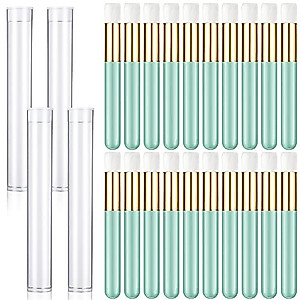 24 Pieces Lash Shampoo Brushes Set with Transparent Travel Plastic Tubes, Eyelash Extensions Nose Pore Deep Cleaning Brush Peel off Blackhead Removing Brush Tool Cosmetic Lash Cleanser Brush (Green)