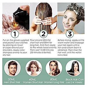 TSSPLUS Black Hair Dye Shampoo, 500ml - Organic Natural Hair Color Dye Shampoo for Women & Men, Instant Gray White Hair Cover, Plant Essence, Semi-Permanent