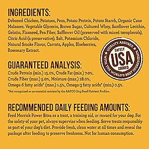 Merrick Power Bites Natural Grain Free Gluten Free Soft & Chewy Chews Dog Treats