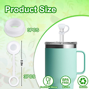 AIERSA 3Pcs Spill Stopper for YETI Cup Straw Lid, and 3Pcs Straw Cover Cap Toppers Suitable for Yeti Cup Accessories for 20, 16, 24, 25, 26, 35,42 oz Tumbler, Silicone, Leak Proof