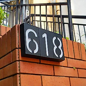LED Solar House Number Light, Garden Numbers Solar Powered Address Sign LED Illuminated Outdoor Plaques and Wall Art Lighted Up for Home Yard Street (Digit 6)
