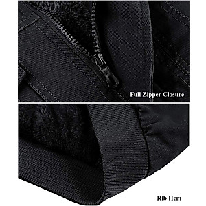 EKLENTSON Winter Jacket Men Cargo Jacket Fleece Jacket Black Jacket Men Windbreaker Thermal Jacket Men Work Jacket for Men