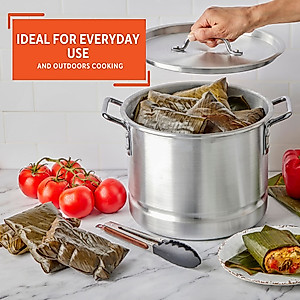 IMUSA Aluminum Steamer with Rack, 24 Qt, Silver