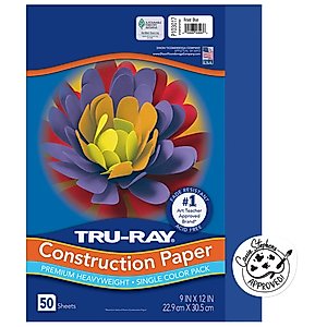 Pacon 103017 Tru-Ray Construction Paper, 76 lbs., 9 x 12, Royal Blue, 50 Sheets/Pack