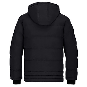 wantdo Men's Windproof Puffer Coat Insulated Winter Jacket with Hood Black Small