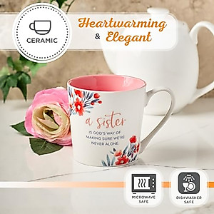 Christian Art Gifts Ceramic Scripture Coffee and Tea Mug for Sisters 14 oz Pink Floral Microwave & Dishwasher Safe Bible Verse Mug - Proverbs 31:29