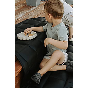 Uniklook Padded Quilted Leather Round 47" 120cm Play mat | Indoor Outdoor | Reversible Tan + Cream | Timmy Time Mat Crawling Play Time | Waterproof Baby Infant Floor Mat (Tan + Cloud)
