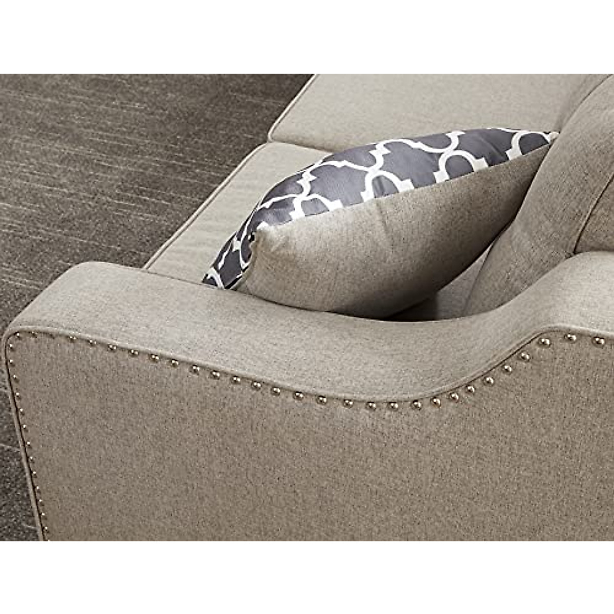 Legend Furniture Living-Room Sofa-Chaise Modular L-Shaped Flexible Combination Fabric Nailhead Trim Corner Sectional, 106" Wide, Grey