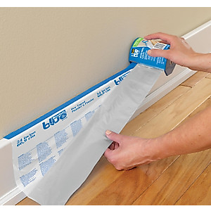 ScotchBlue Pre-Taped Painter's Plastic with Dispenser, Prepares and Protects in One Easy Step, Multi-Surface Painter's Tape and Plastic for Indoor Use, 24 Inches x 30 Yards, 1 Roll