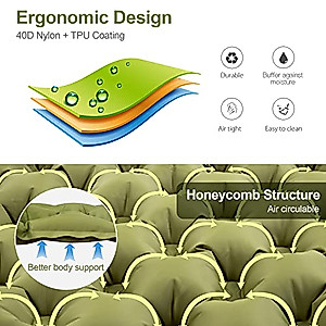 Night Cat Sleeping Air Pad with Pillow Inflatble Mat Mattress Bed for Camping Backpacking Hiking Traveling 75x25 inches