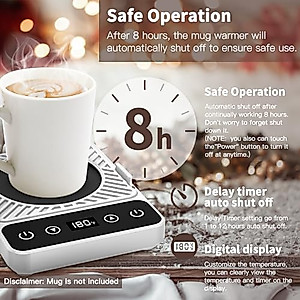 Mug Warmer,Coffee Warmer for Desk with Auto Shut Off,Keep Temperature Up to 131℉/ 55℃ for Office/Home to Warm Coffee Tea Milk Candle Heating Wax,Great Gift for Christmas