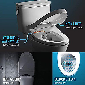 TOTO Drake WASHLET+ Two-Piece Elongated 1.6 GPF TORNADO FLUSH Toilet with Auto Flush, Cotton White - MW7763056CSGA#01
