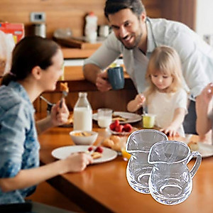 DGQ Classic Glass Creamer Pitcher with Handle 4oz Pack of 2 Milk Pourer Mini Creamer for Coffee Tea Maple Syrup Serving