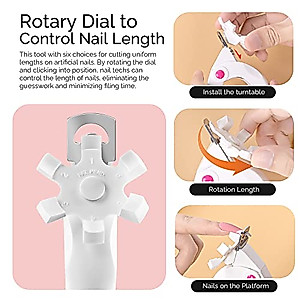 MelodySusie Nail Clippers for Acrylic Nails, White Adjustable Stainless Steel Acrylic Nail Clippers, Professional Rotary Nail Cutter for False Nail Tips, Manicure Nail Salon Tool