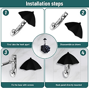 Stainless Steel Wall Mount Shower Caddy, Single Hook & Bath Wipe | Waterproof Durable Corner Shower Rack for Bathroom |Space Saving Bathroom Organizer & Storage for Shampoos Soap Bath Items | Black