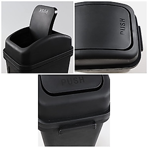 Idotry 1.8 Gallon / 7 Liter Plastic Trash Can, Small Garbage Bin with Swing Lid, Black