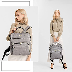 Ronyes Laptop Backpack for Women, Teacher Backpack with Laptop Compartment USB Charging Port Waterproof Travel College School Work Backpack for Nurse, Business Computer Bags 15.6 Inch, Grey