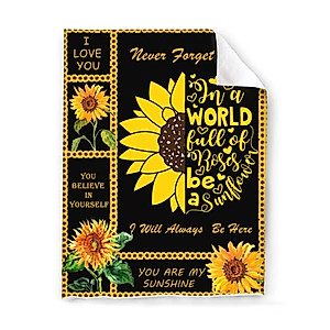 yiycqur Sunflower Blanket Gifts Ultra Soft Light Weight Sunflower You are My Sunshine Throw Blanket Air Conditioning Blanket for Bed Couch Sofa Living Room Picnic 50x40/60x50/80x60 Inches