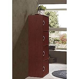 Pemberly Row 4 Shelf 4 Door Bookcase in Mahogany