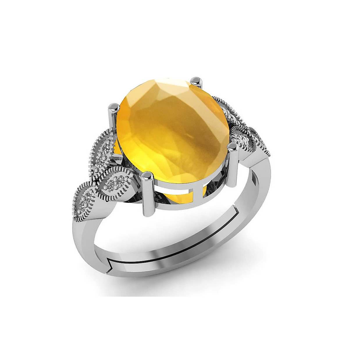 LMDPRAJAPATIS 9.00 Carat Natural Yellow Sapphire Stone Astrological Purpose Silver Plated Ring For Women's