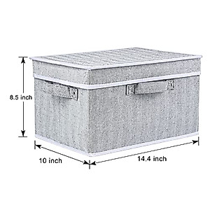 Zilink Storage Bins with Lids Decorative Baskets for Organizing Stackable Storage Bins for Nursery Bedroom Home Grey, Set of 4