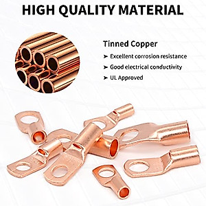 144Pcs Battery Terminal Connectors,HEMEI AWG4 6 8 12/10 Cable lugs, Heavy Duty Terminal Wire Lugs,72pcs Battery Cable Ends Ring Terminals with Spy Hole and 72pcs 3:1 Heat Shrink Tubing.