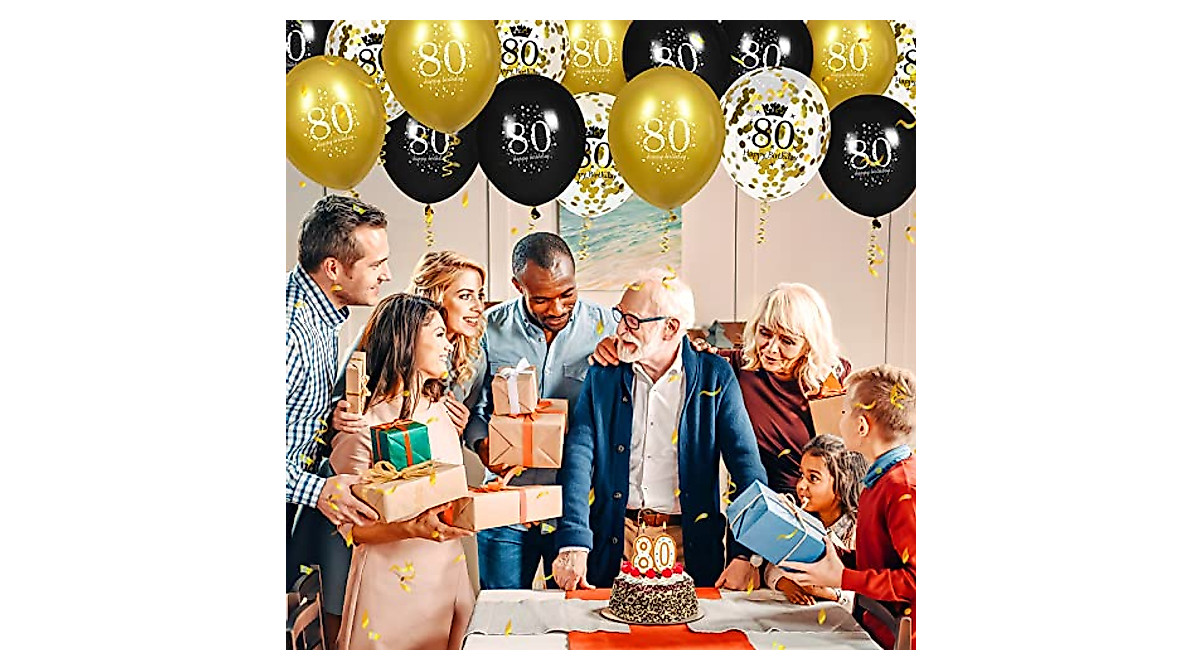 Celebrate with 80th Birthday Balloons - 15 Pcs in Black Gold